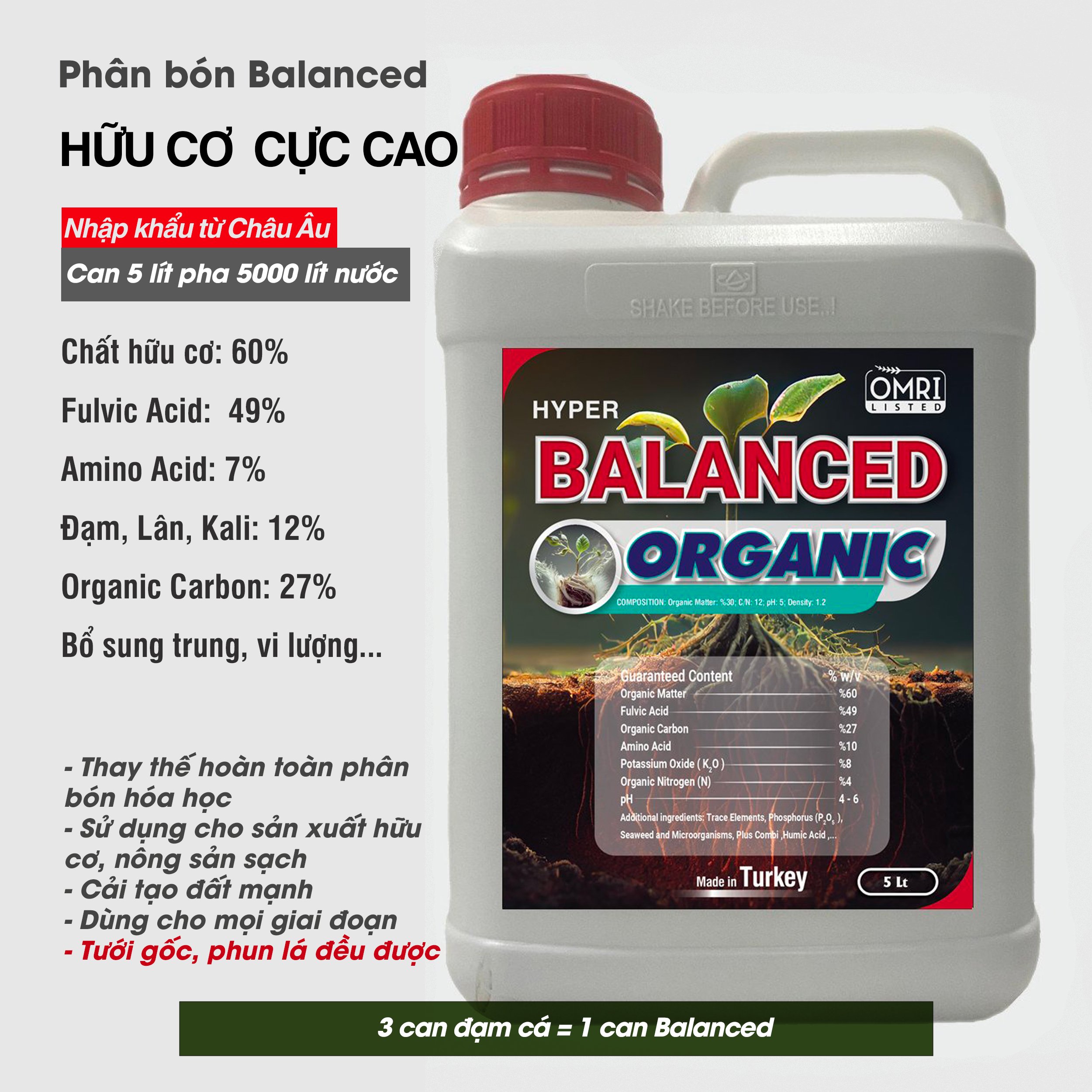 PHÂN BÓN HỮU CƠ CAO CẤP NHẬP KHẨU CHÂU ÂU (THỔ NHĨ KỲ)